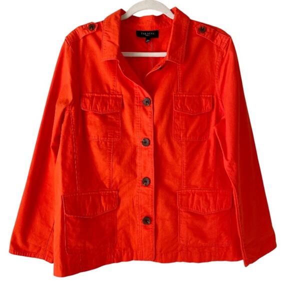 Talbots | Jackets & Coats | Talbots Montauk Twill Utility Jacket Military Bright Orange Xl ...
